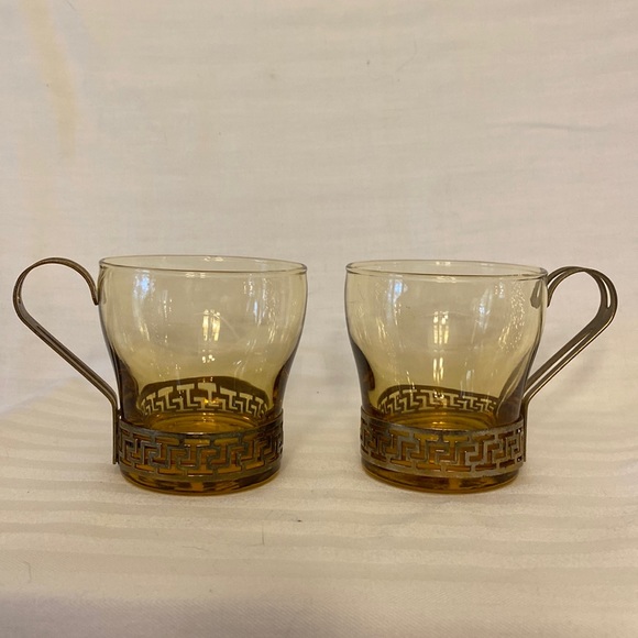 Libbey | Dining | Vintage Libbey Coffee Cups With Brasstone Metal ...